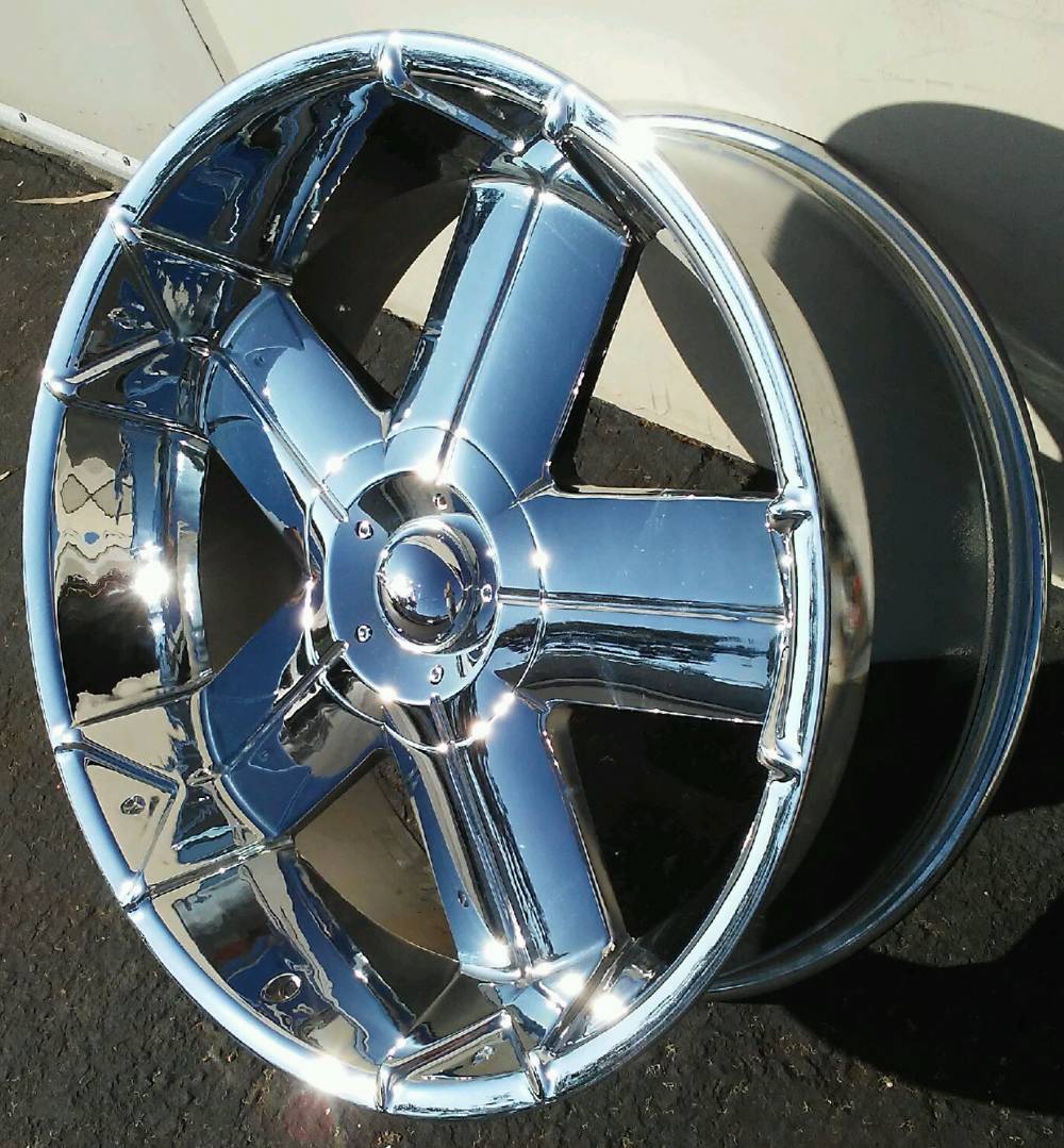 22x9.5 Driv Tux 6x135 +20mm chrome wheel 87.1 center bore [SINGLE WHEEL ...