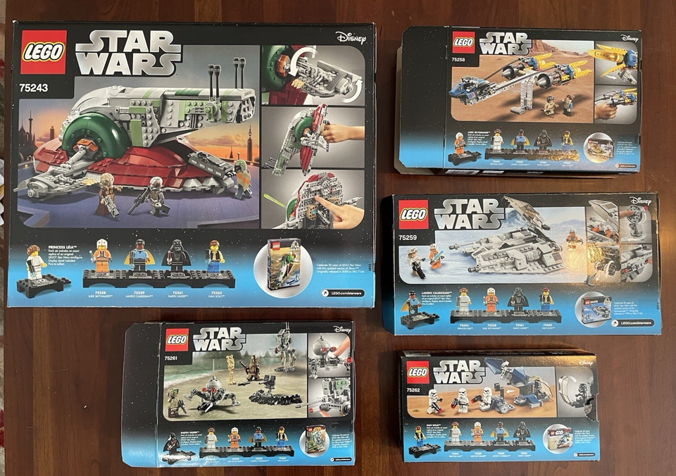 Lego Star Wars 75243, 75258, 75259, 75261, 75262 20th Annvsy Empty Box ...