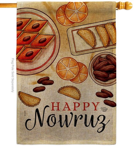 Happy Nowruz Day Burlap House Flag Religious Persian New Year Christian ...