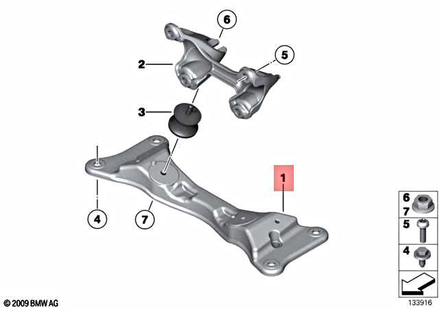 07-11 BMW 335i Transmission Support Mount Bracket OEM 22326778060 for ...