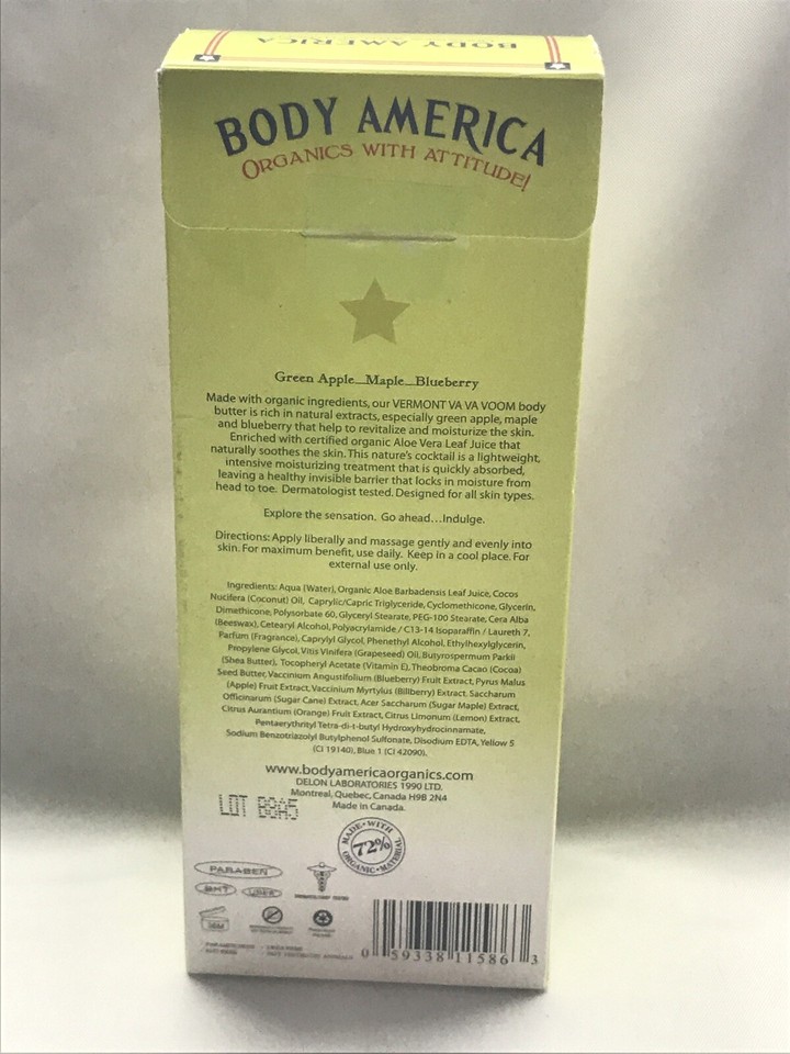 Body America Organics, Body Butter, No Mess Airless Pump, Vermont Va Va ...