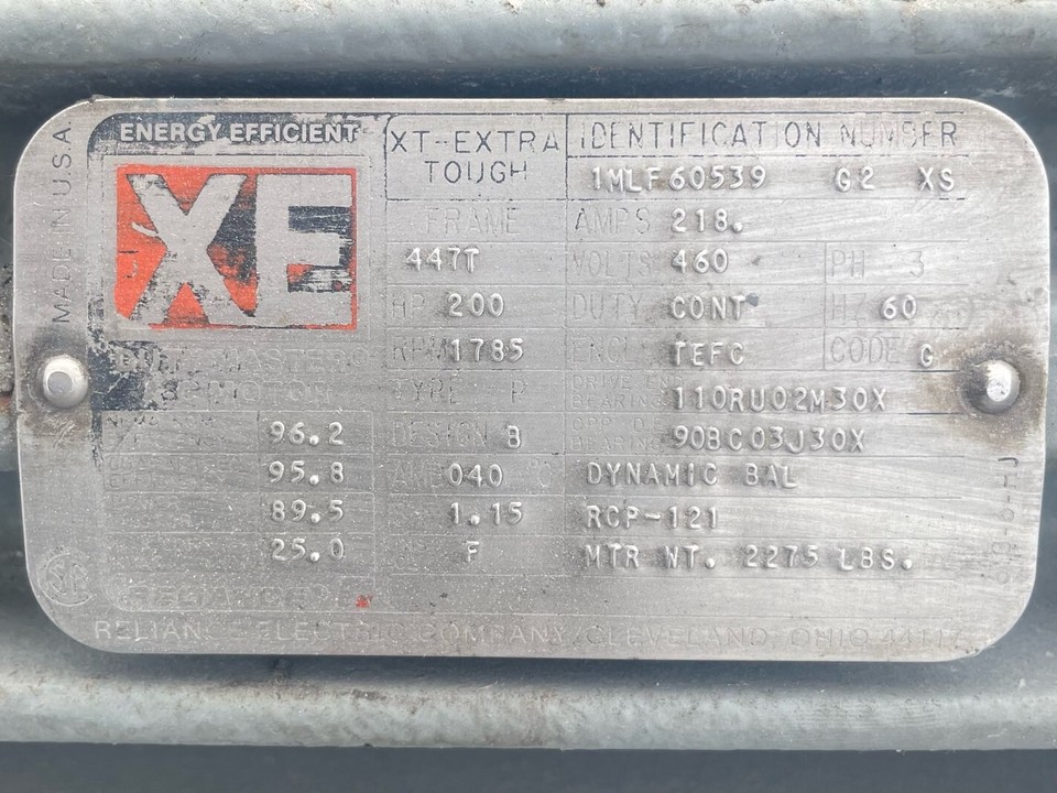 200 HP Reliance AC Electric Motor 1800 RPM Fr 447T TEFCBB 460 V EOK | eBay