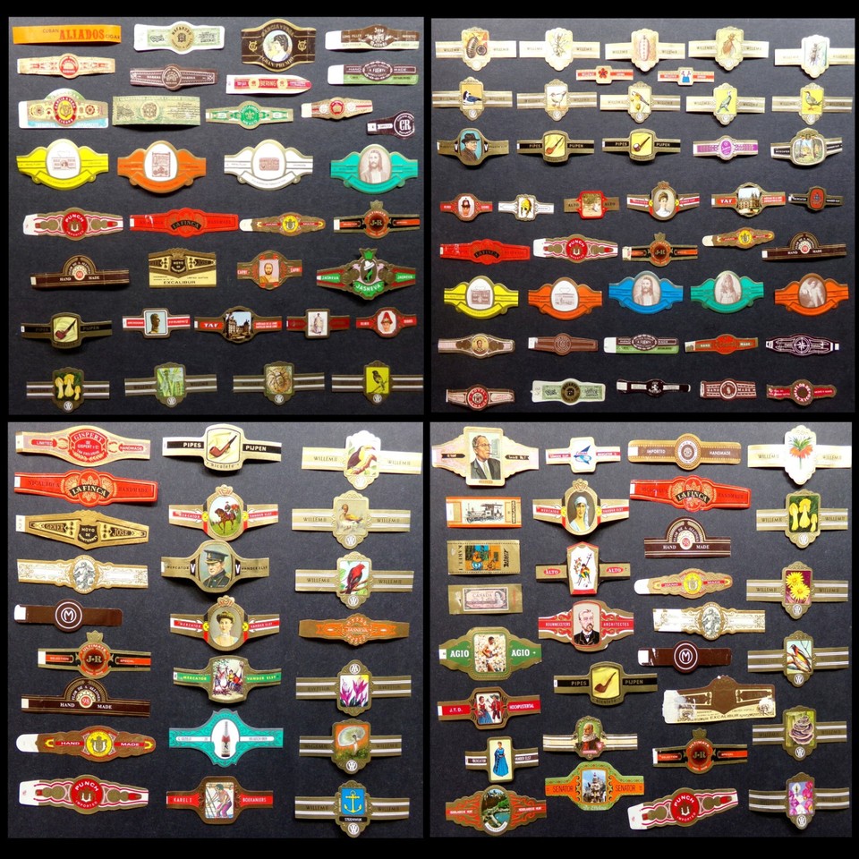 50 CIGAR BANDS: World Vintage Random Mixed Lot, Tobacco Band Label ...