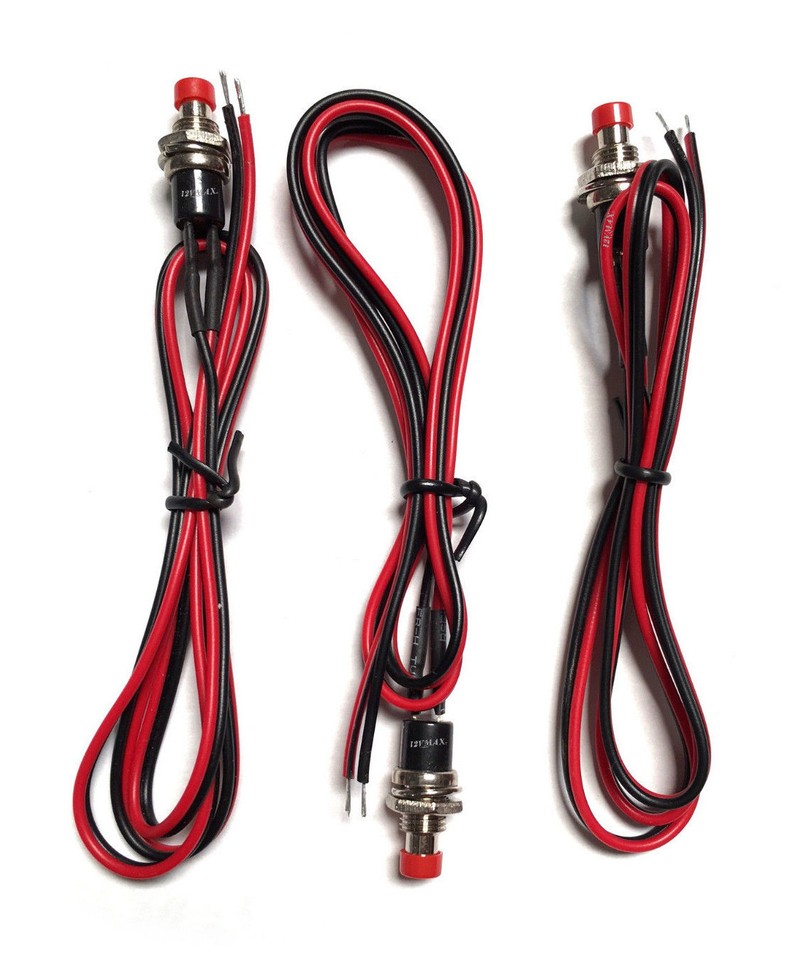 3 Pack Mini Valet Momentary Switch Red SPST Push Button OFF-ON With ...
