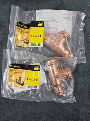 (2) ~ Viega ProPress 1 in. x 3/4 in. x1 in. Press Copper Reducing Tee ...