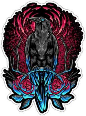 Crow Raven On Branch Car Bumper Window Sticker Decal 4"X5" | eBay
