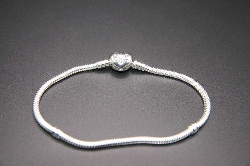 PANDORA Moments Heart Clasp Snake Chain Bracelet Sterling Silver ...