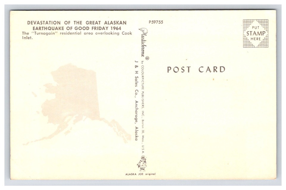 Postcard: AK Earthquake, Turnagain Residential, Cook Inlet, Alaska ...