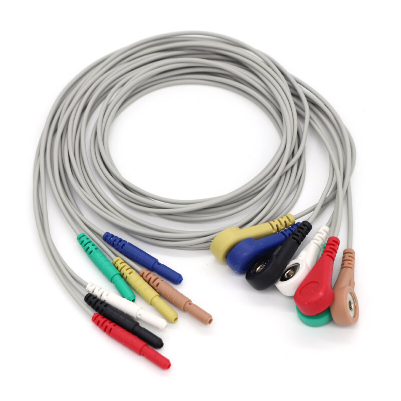 New Din Snap ECG EKG EEG 7- lead holter Cable For Patient Monitor 1.5mm ...