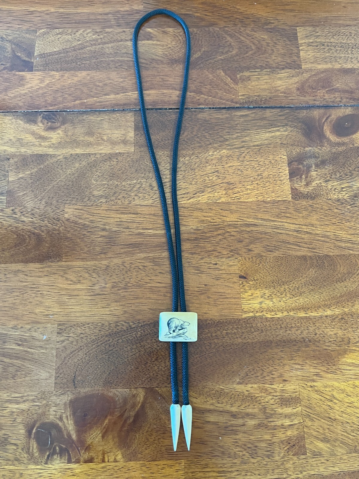 18" Handmade Polar Bear Bolo Tie - Gem