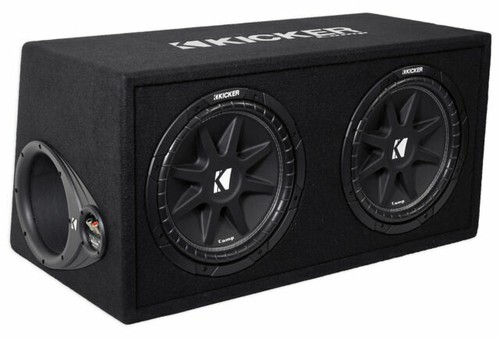 KICKER 12 Inch 600 Watt Comp Dual Car Audio Loaded Subwoofer Enclosure ...