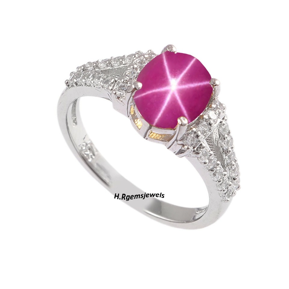 Pink Star Ruby Ring Lindy Star Ruby Ring Lab Created Star Sapphire Bridal Ring | eBay