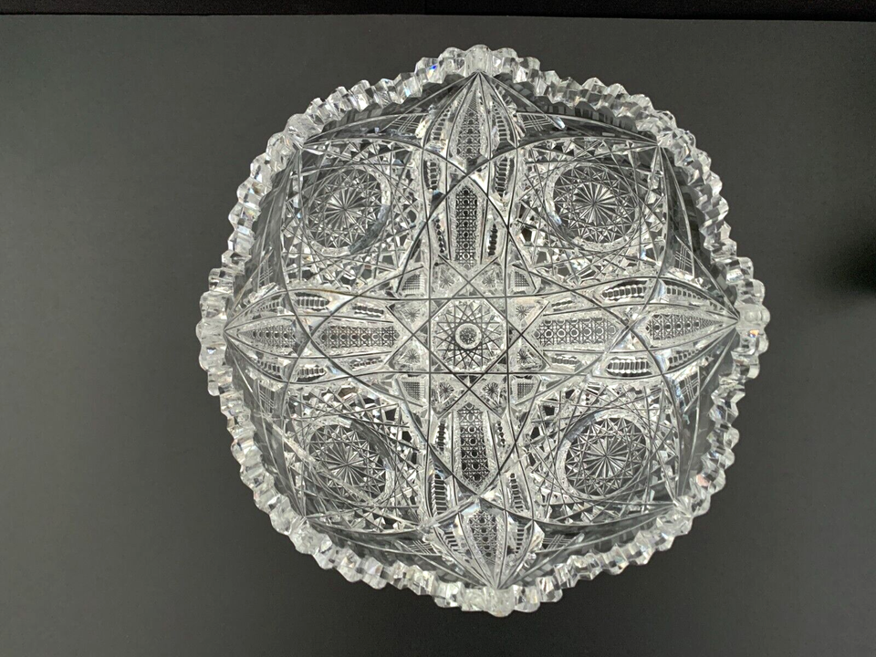 GORGEOUS ANTIQUE AMERICAN BRILLIANT PERIOD CRYSTAL CUT GLASS - 8" BOWL ...
