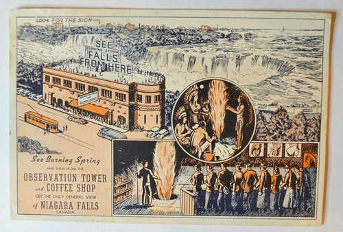 NIAGARA FALLS Burning Spring Observation Tower Canada Vintage Postcard ...