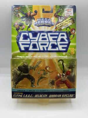 Mattel Cyber Force Mega Heroes Flying SHOC Velocity Warrior&Ripclaw ...