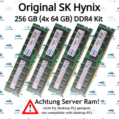 256 GB (4x 64 GB) LRDIMM ECC DDR4-2400 HP HPE ProLiant DX360 Gen10 G10 ...