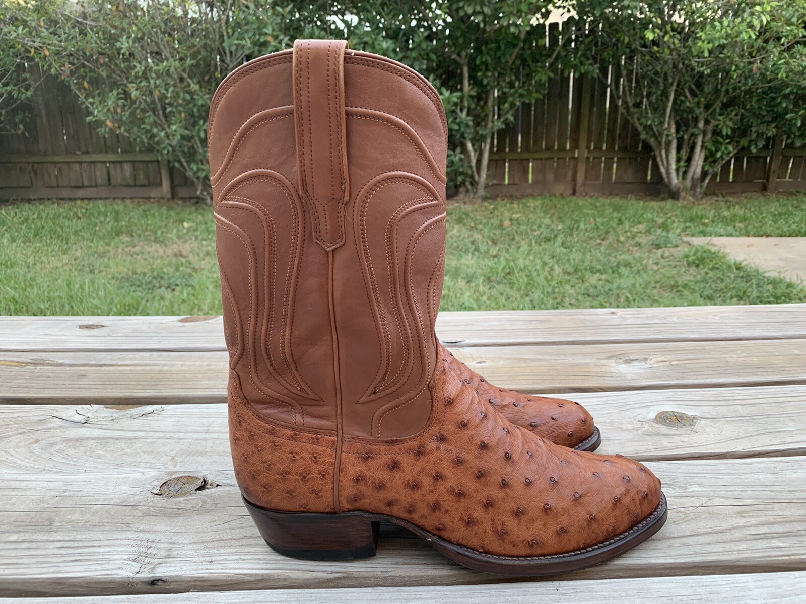 Tecova Full Quill Ostrich Pecan Tan Ostrich Boots The Wyatt sz 10.5 D ...