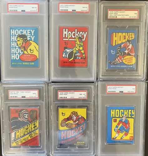 1974-79 Topps/O-Pee-Chee Hockey Wax Pack Lot/1 PSA 9, 3 PSA 8, 2 PSA 7 ...