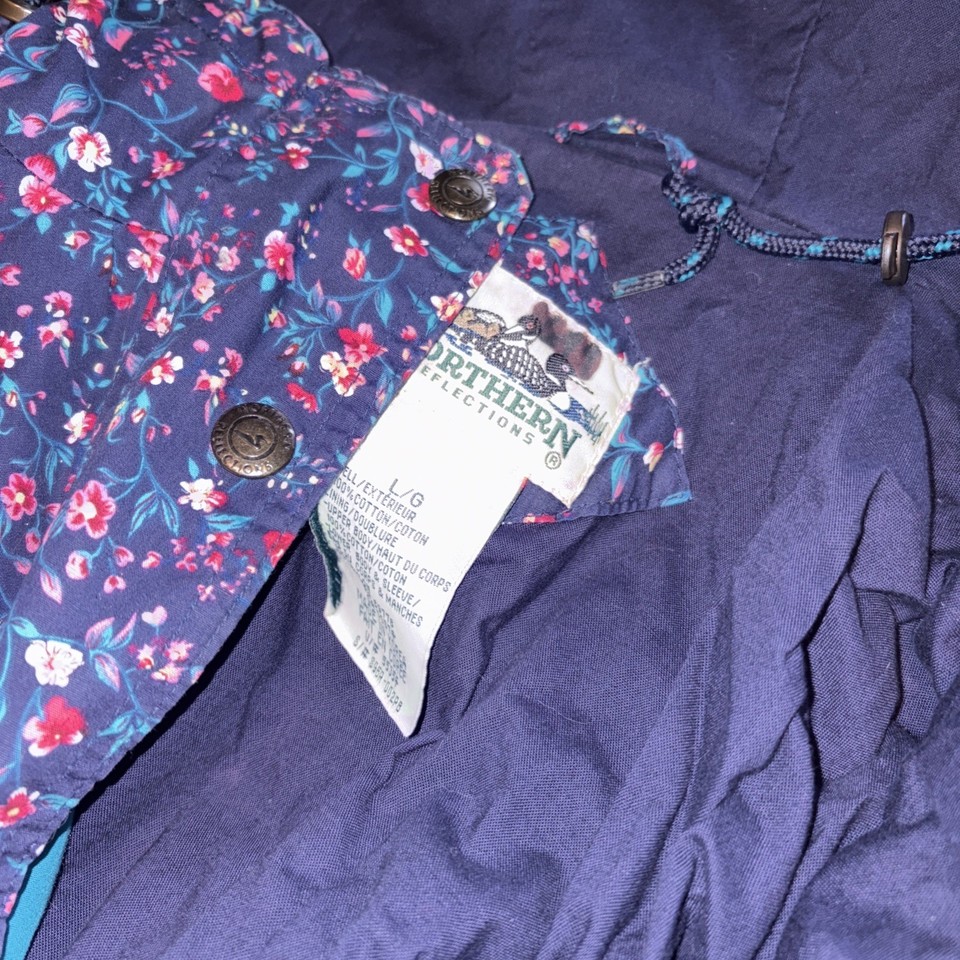 Vintage Northern Reflections Hooded Floral Rain Jacket Coat Cottage ...