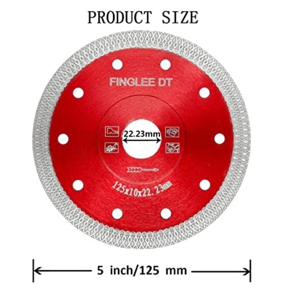 5 Pk Thin 5" Diamond Saw Blade for Porcelain Tile Ceramic 7/8" Bore W ...