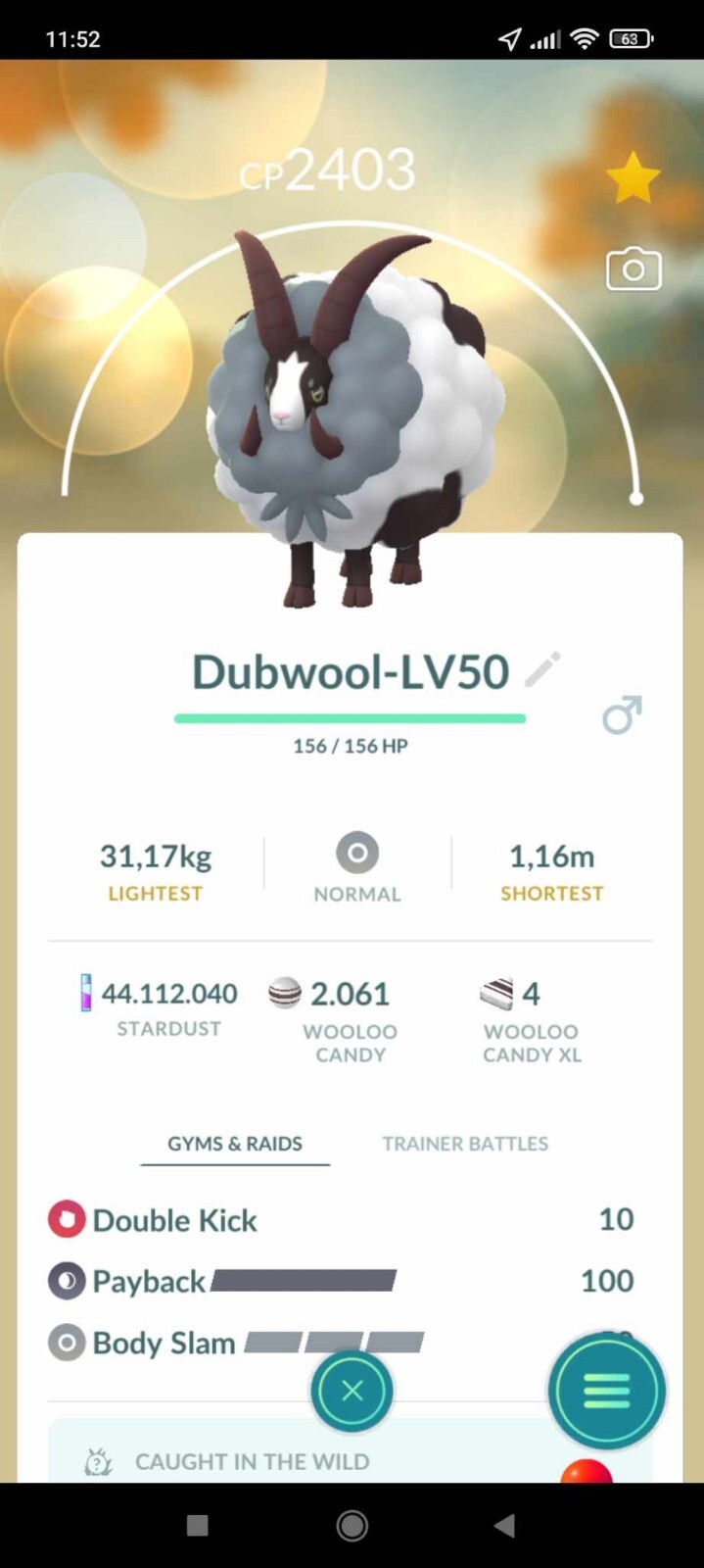 Pokemon Dubwool - Under 500, 1500, 2500CP -Unlock 3Moves PVP -TRADE ...