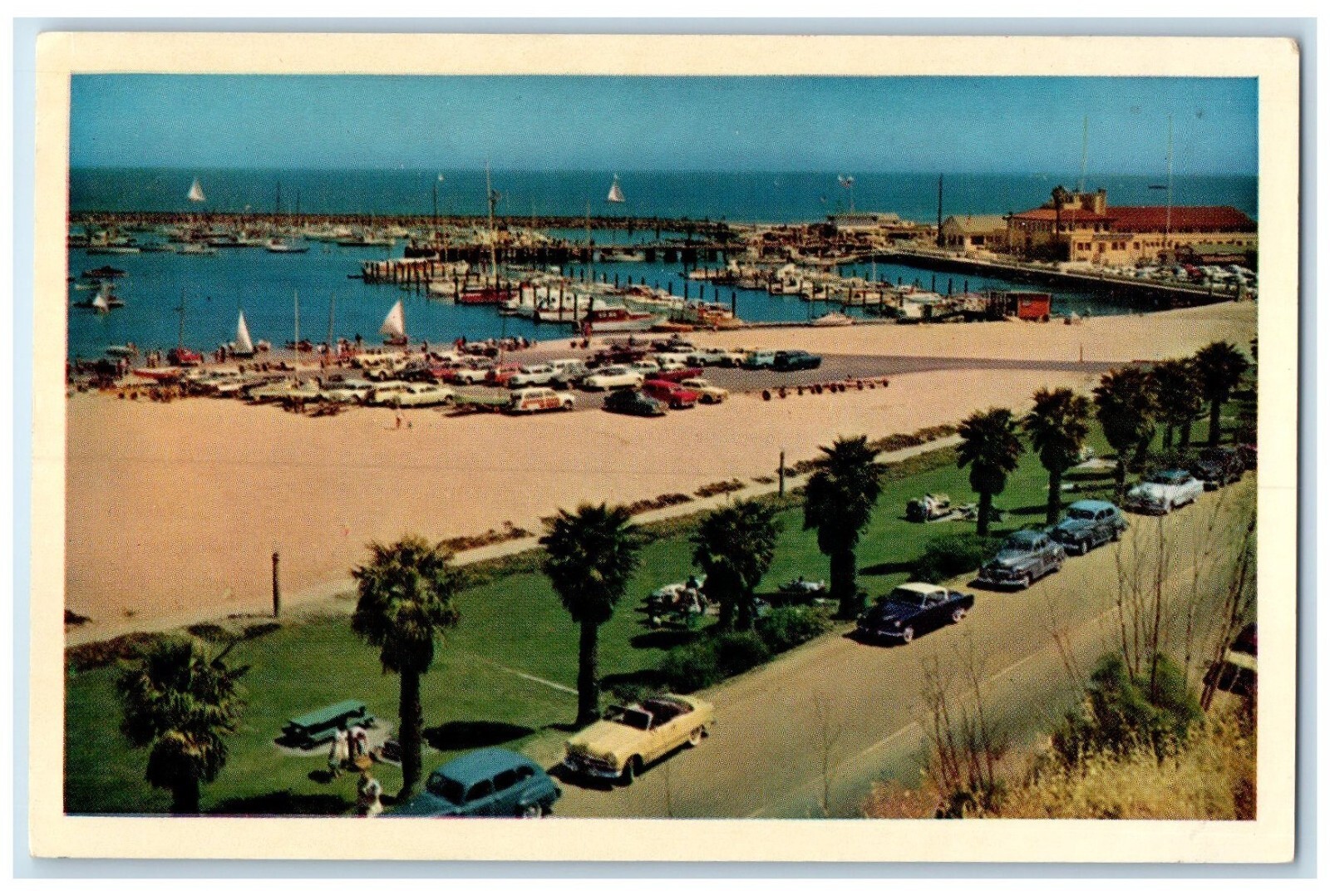 c1960 Yacht Harbor Mooring Craft Beach Santa Barbara California Vintage ...