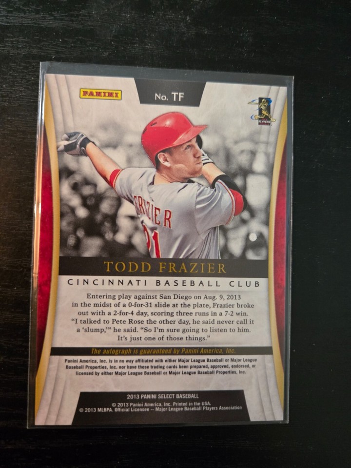 2013 Panini Select Signatures Todd Frazier Auto Cincinnati Reds ...