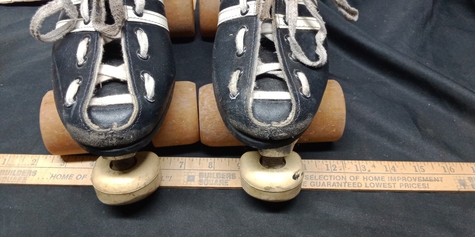 Vintage RARE Striped Riedell 122 Red Wing Black Leather Roller derby ...