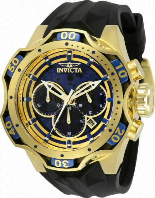 Invicta Venom 52.5mm Stainless Steel Wristwatch Quartz - Gold/Blue ...