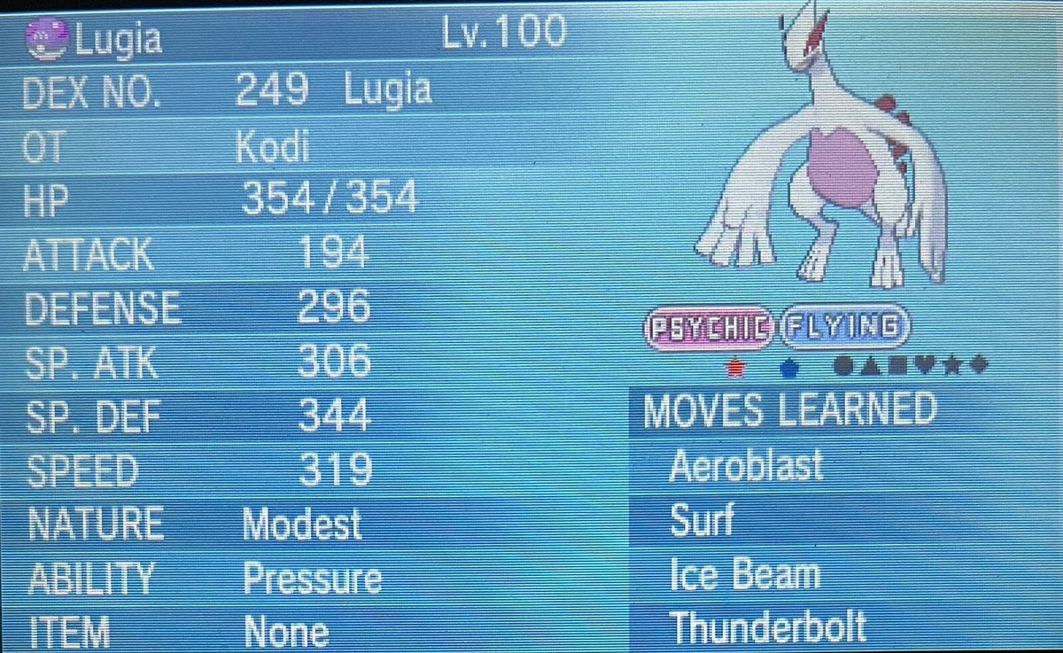 Shiny Lugia Pokemon X