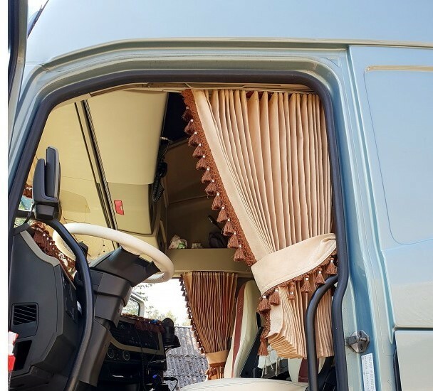 Lorry curtains fold blackout with fringe /tassels. SCANIA VOLVO MAN DAF ...