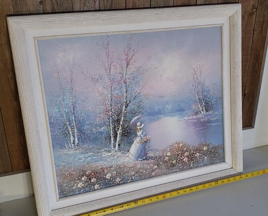 Alfred Du Pont Original Oil Canvas (1904 -1982) Signed Lady water ...