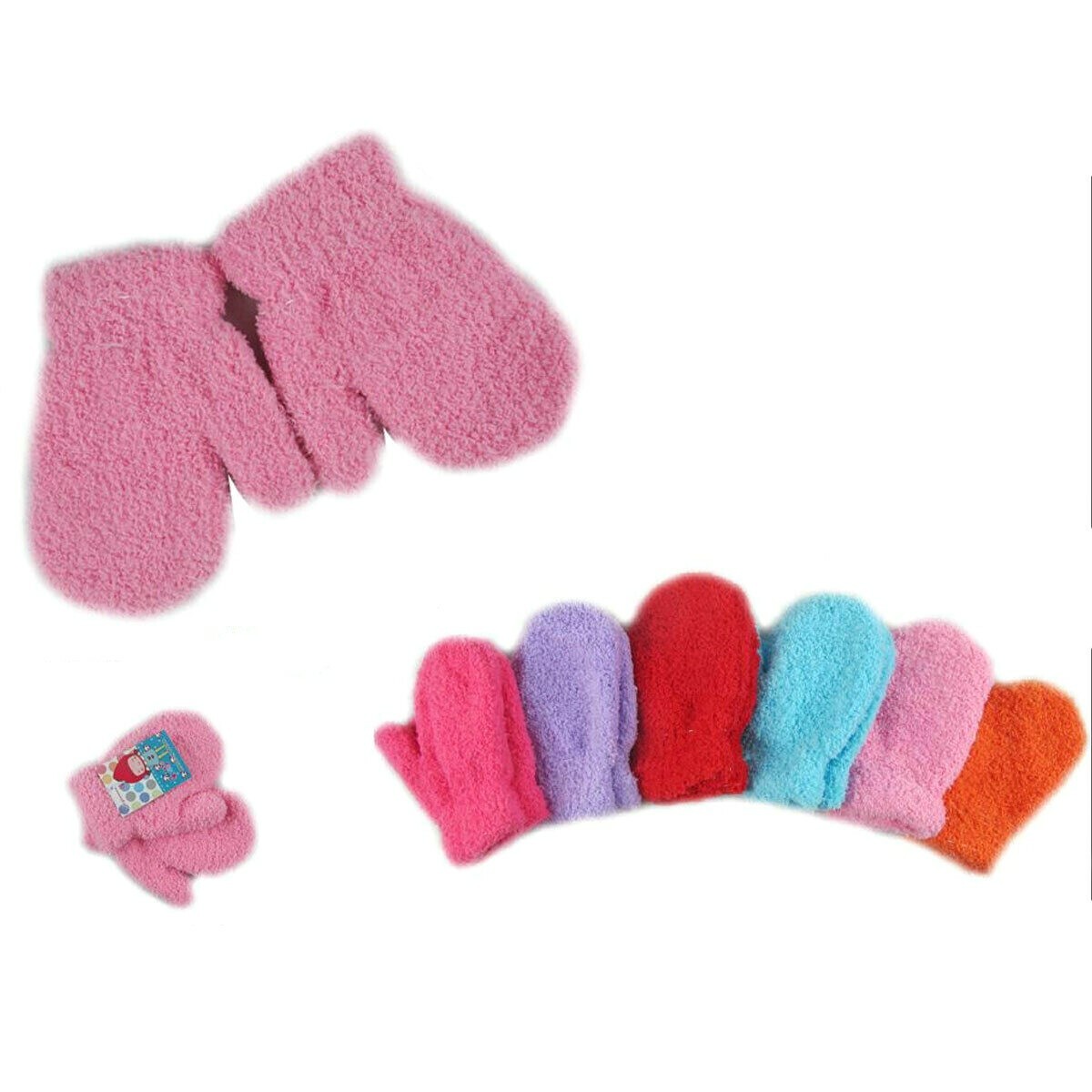 Acrylic Warm Mittens 12 Pairs Toddler Knitted Mittens - Winter Warm ...