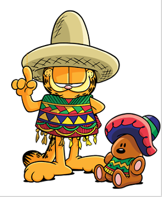 Mexican Garfield Cartoon Removable White Vinyl Sticker (Glossy) 2.5”x 3 ...