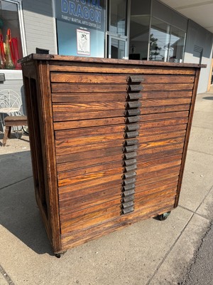 Hamilton 20 Drawer Typeset Storage Blueprint Printers Cabinet Antique ...