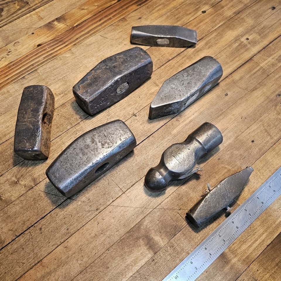 ANTIQUE BLACKSMITH & Railroad HAMMER Heads Lot Metalsmith Tools ATHA ...