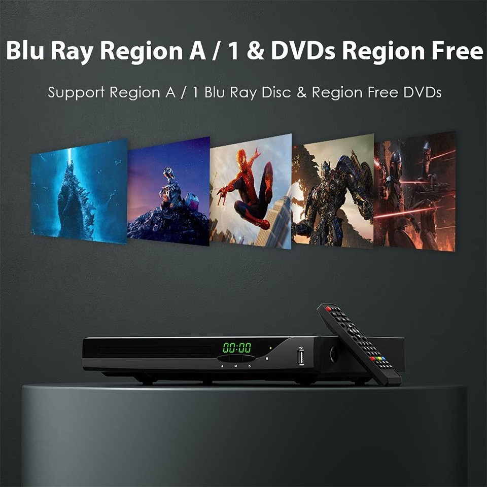 Blu Ray DVD Player, 1080P Home Theater Disc System, Play All DVDs and ...