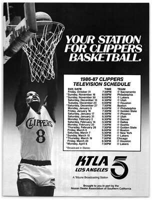 1986 KTLA 5 Los Angeles Station Print Ad LA Clippers TV Schedule ...