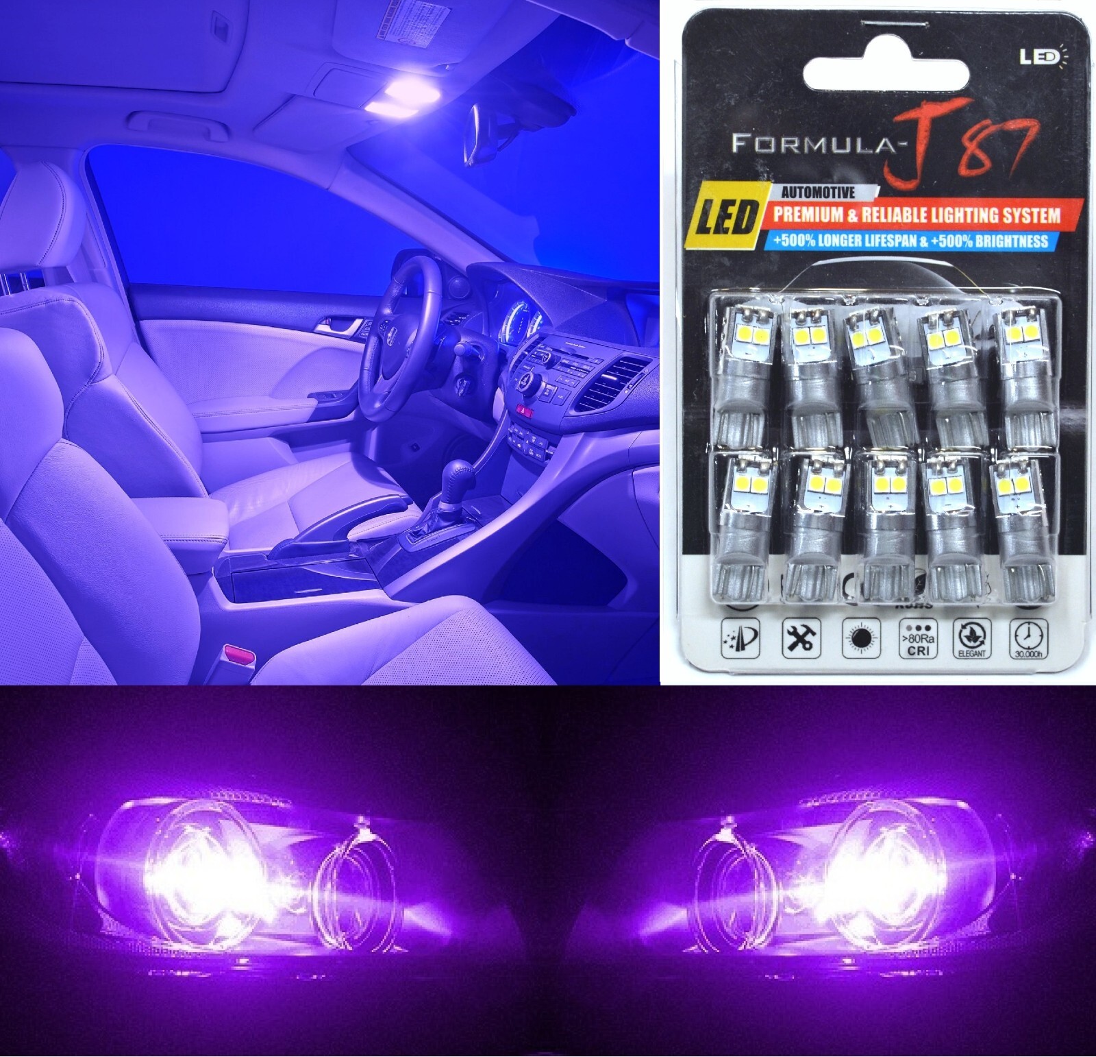 LED 3030 Light Purple 12000K 921 Ten Bulbs Interior Cargo Trunk Replace ...