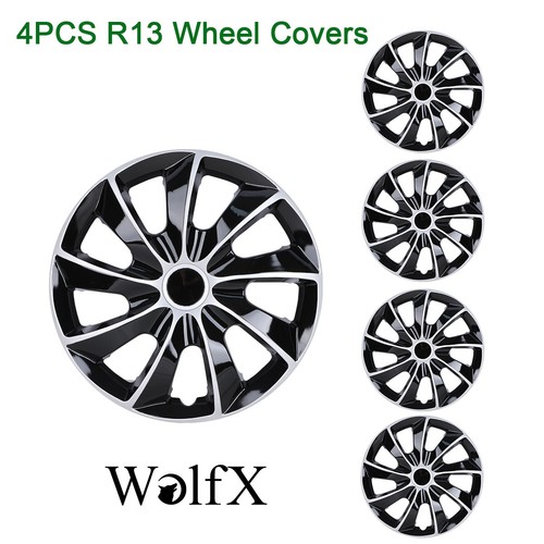 4PCS 13 inch Universal Wheel Covers Full Rim Snap On Hub Caps For R13 ...
