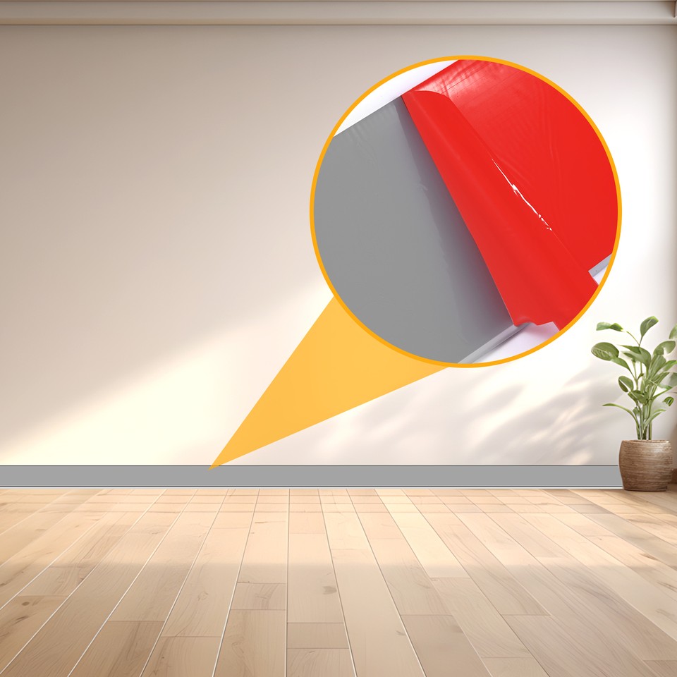 4In X 60Ft Self-Adhesive Flexible Rubber Wall Base Baseboard Molding ...