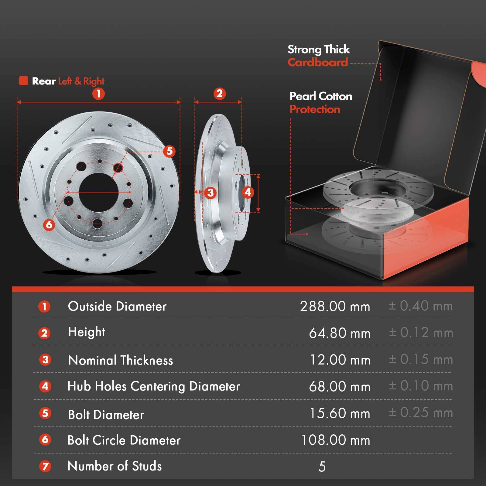 Rear Drilled Brake Rotors & Pads + Brake Calipers for Volvo S60 01-09 ...
