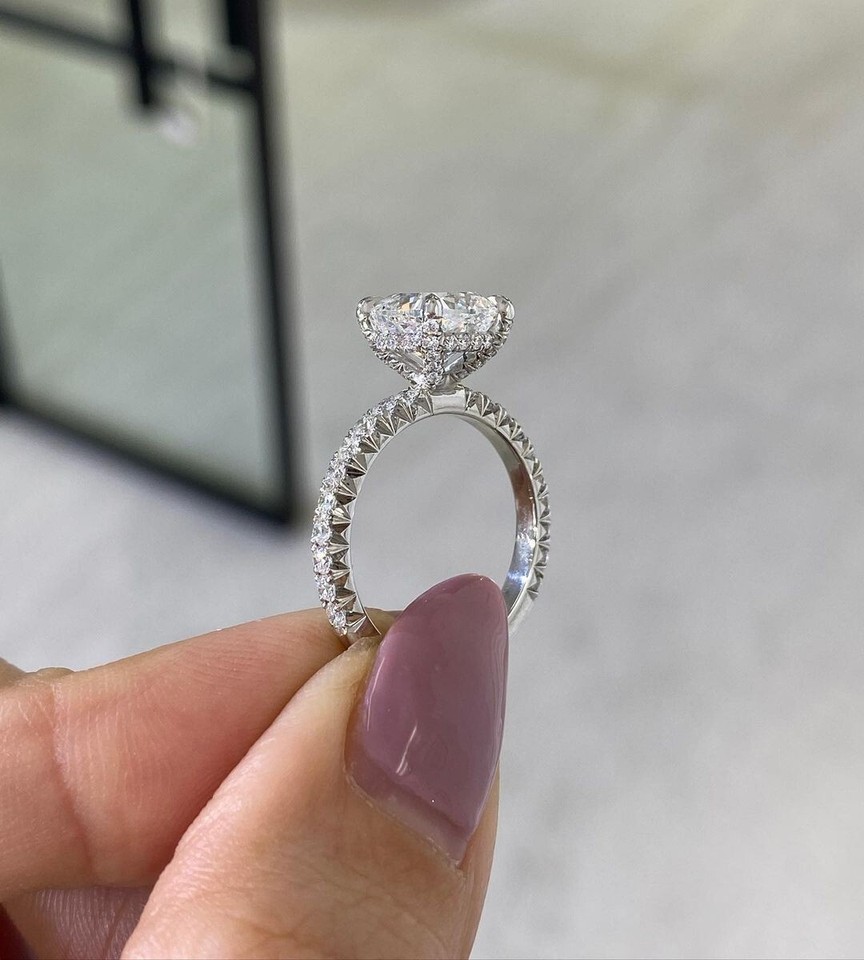 Cyber Monday 2.88Ct White Cushion Cut Moissanite Solitaire 14K White Gold Ring | eBay