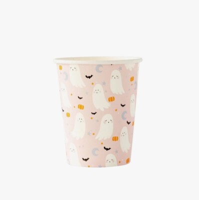 Halloween Paper Party Cups Pink Ghosts Spooky Cute Party Decor 8 ct | eBay