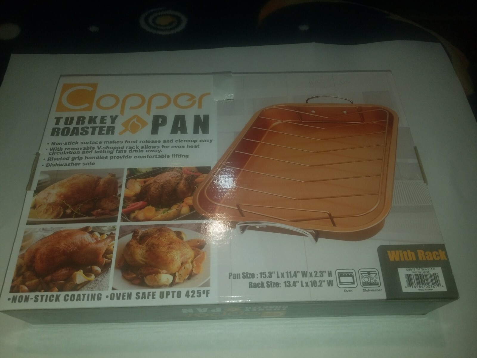 New Non-Stick Copper Ceramic Turkey Roaster Pan W/ Removable Rack | eBay