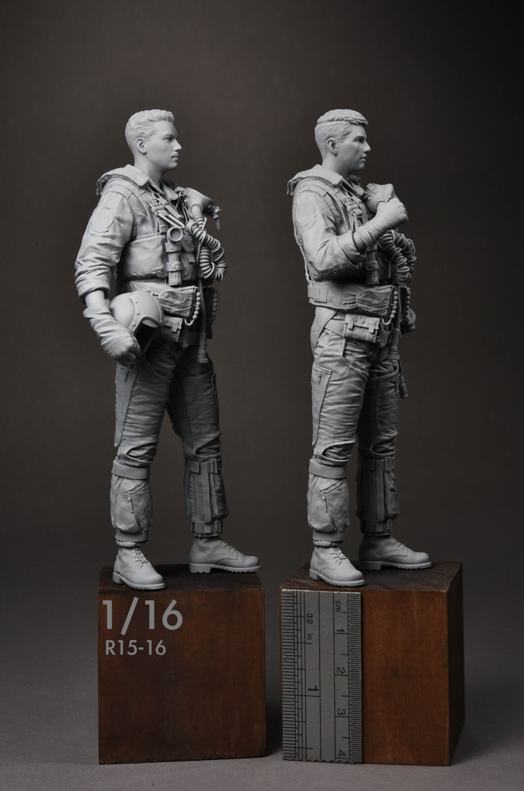 1/16 1980's USN U.S. NAVY F-14 PILOTS DUO unpainted R15-16 by R2 ...