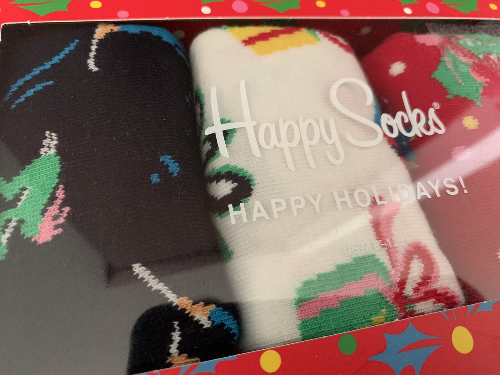 New 3pk Happy Socks Gift Box Set Christmas Winter Holiday 3 Pairs Mens ...