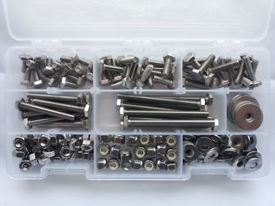 Assorted Stainless Steel Fastener Set: 1/4 Tap Bolt Kit with Nuts ...