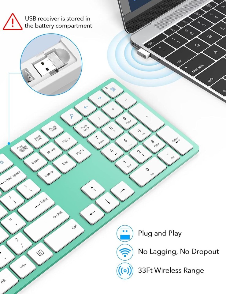 2.4GHz WisFox Wireless Keyboard Lag-Free Ultra Slim Keyboard for ...