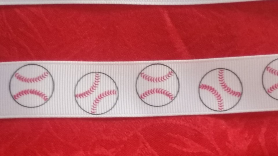 BASEBALL RIBBON - GROSGRAIN - SATIN - 7/8", 5/8", OR 3/8" SPORTS ...